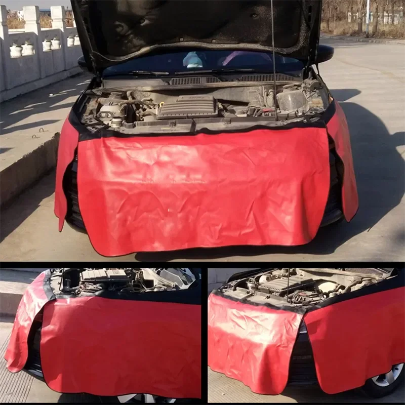 Universal Car Magnetic Fender Cover Mat Leather Pad Protective Mat ...