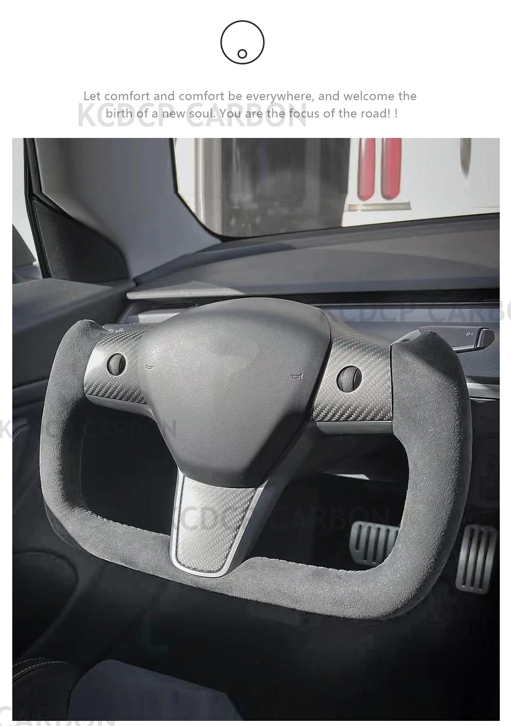 For Tesla Yoke Steering Wheel Model 3 Model Y S X Carbon Fiber Steering ...