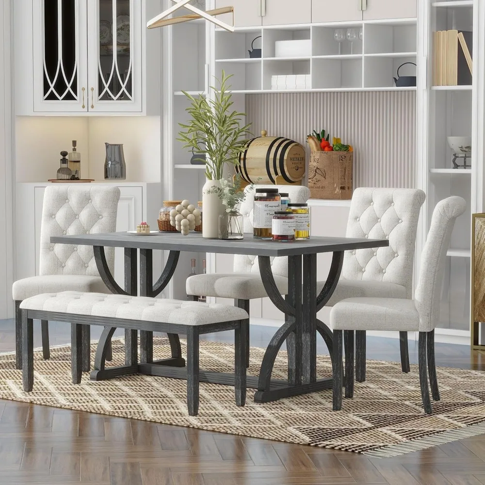 Dining-Room-Sets-6-Pieces-with-Bench-and-4-Upholstered-Chairs-1-Bench ...