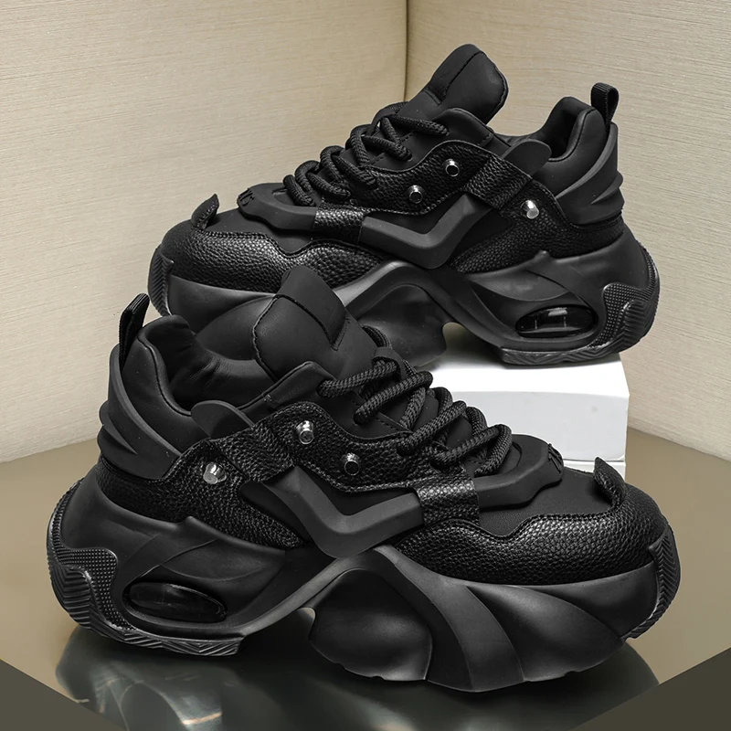 Simple-Platform-Men-s-White-Sneakers-Comfortable-Lace-Up-Chunky-Shoes ...