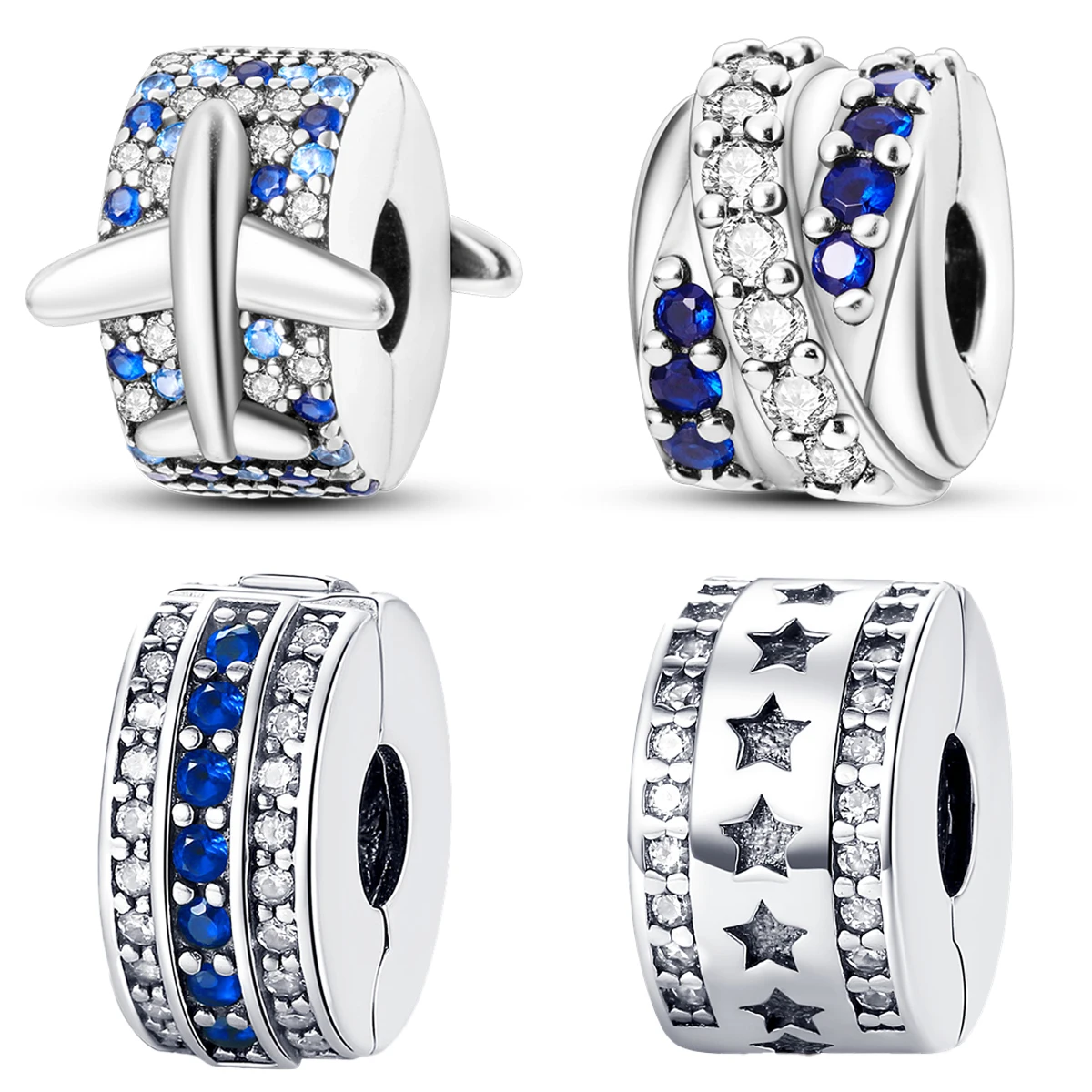 925-Sterling-Silver-Beads-Aircraft-Star-Diamond-Positioning-Buckle ...