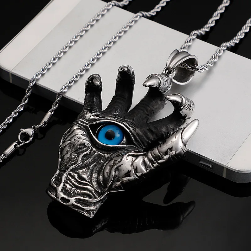 Personalidad-Demon-Looking-Hand-Collar-colgante-para-hombres-Moda-Blue ...