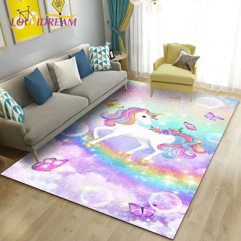 3D-Cartoon-Cute-Unicorn-Area-Rug-Carpet-Rug-for-Living-Room-Bedroom ...
