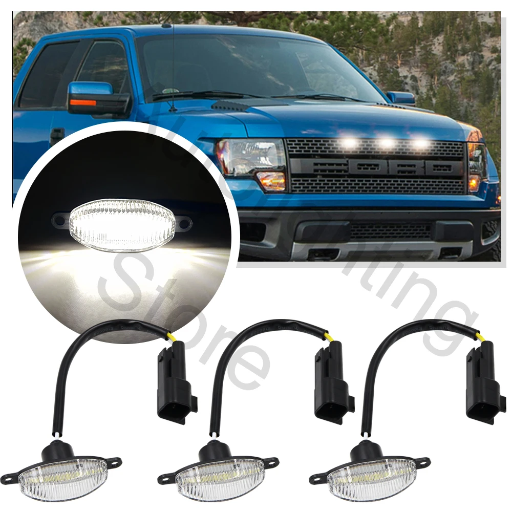 3PCS-Front-Grille-Daytime-Running-Light-For-Ford-F150-F-150-SVT-Raptor ...