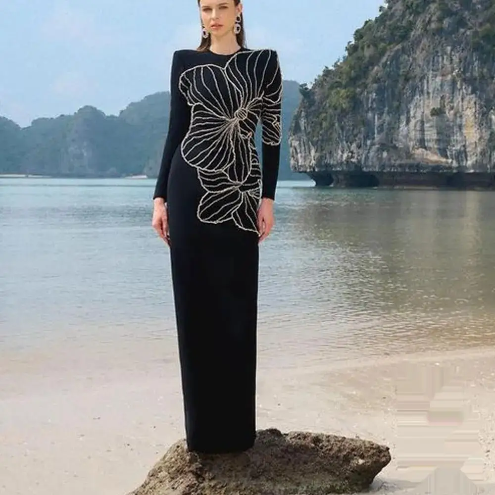 Dress-Floor-Length-Luxury-Birthday-Evening-Dress-Full-Sleeves-Summer ...