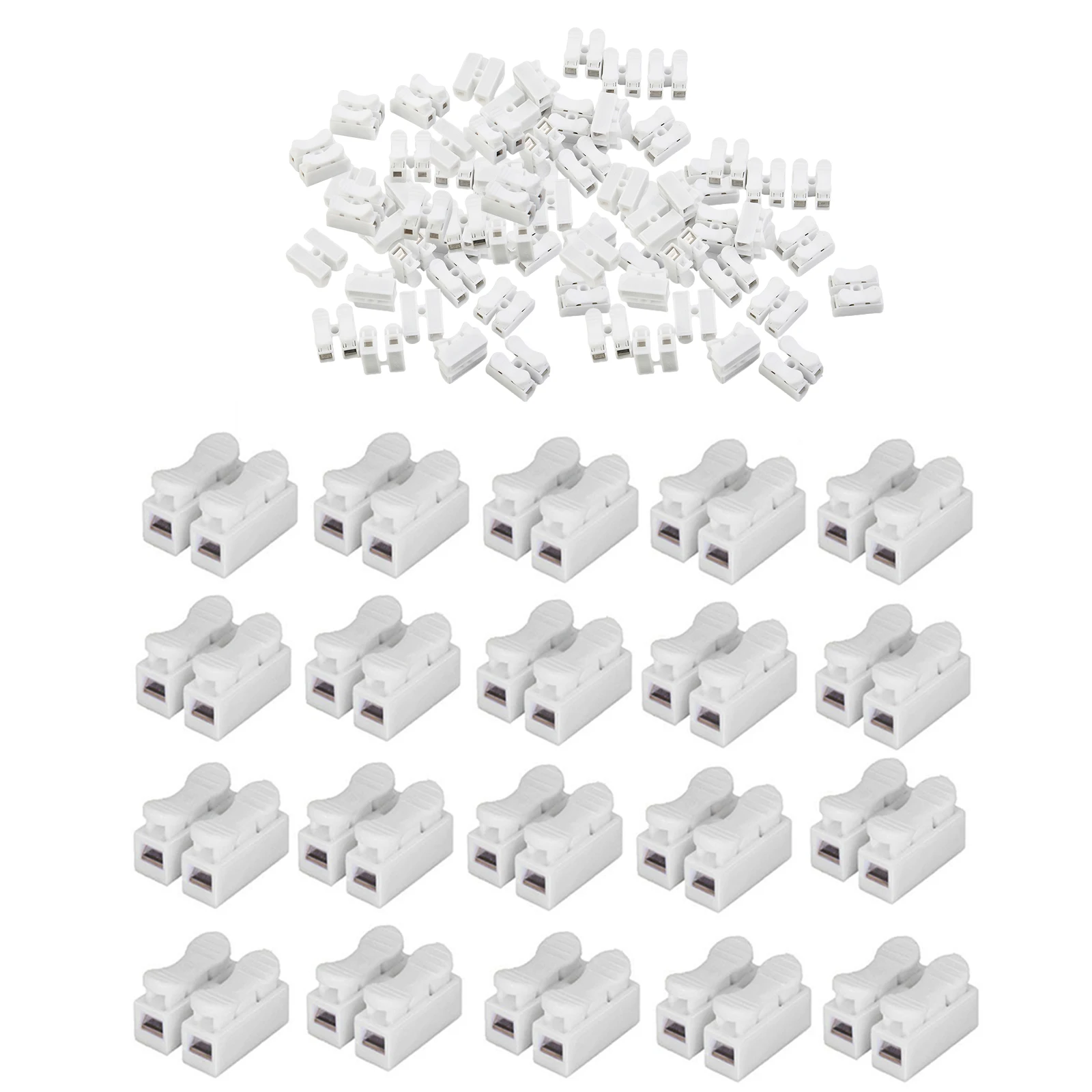 100pcs-10A-220V-2-Pin-Push-Quick-Wire-Cable-Connector-Kit-White-Wiring ...