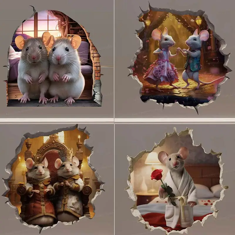 Cute Mouse Hole Wall Sticker,Easy-to-Use Self-Adhesive Decal for ...