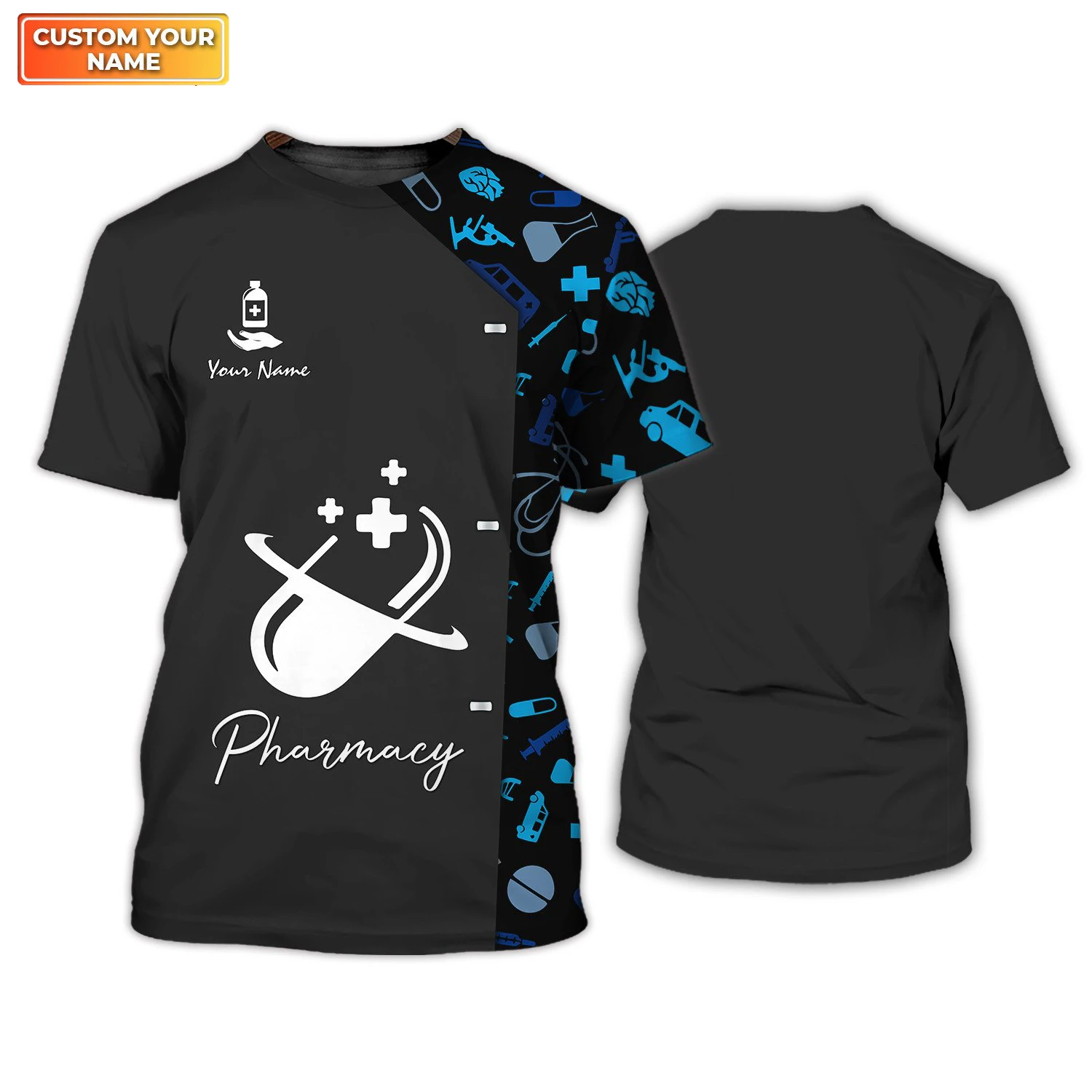 Pharmacist-Personalized-Name-Workwear-T-Shirt-Pharmacy-Customized ...