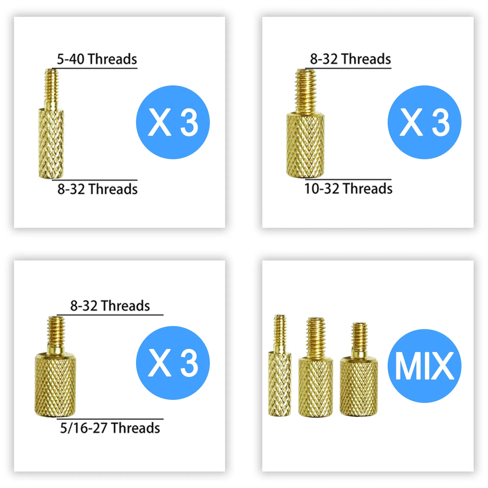 Gun Cleaning Rod/Wire Fitting adapters 3 pcs Pack 5-40 8-32 10-32 5/16 ...