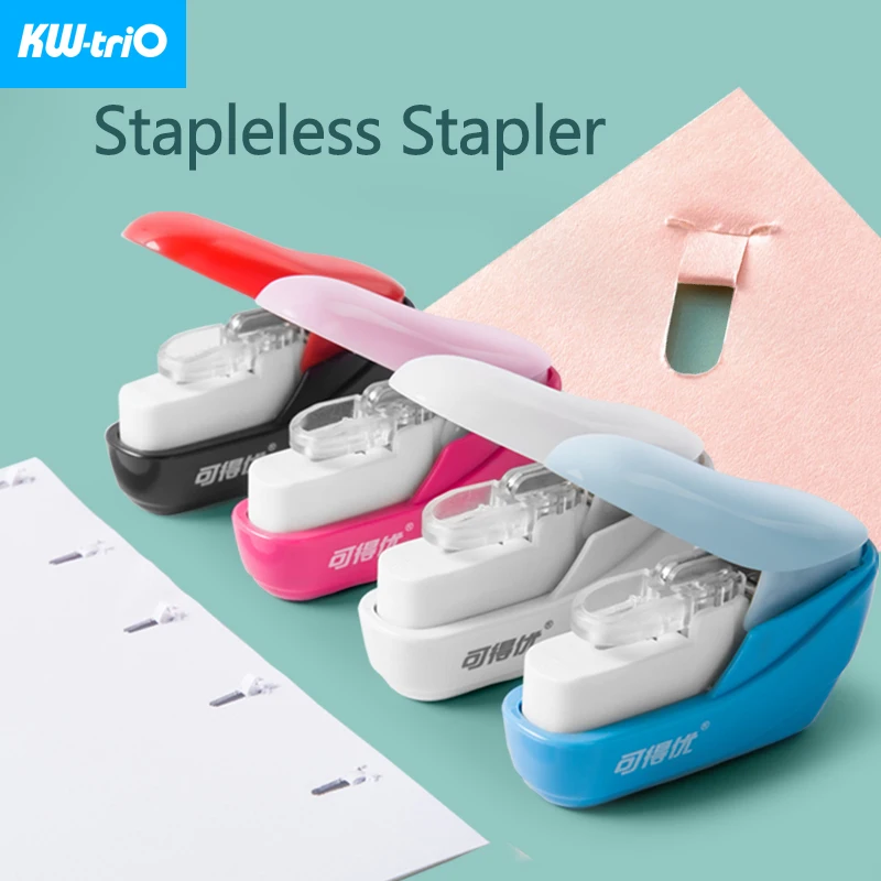Kw Trio Stapleless 스테이플러 책 종이 스테이플러 스테이플러 안전 휴대용 스테이플러 스테이플러 Diy 용지 바인딩