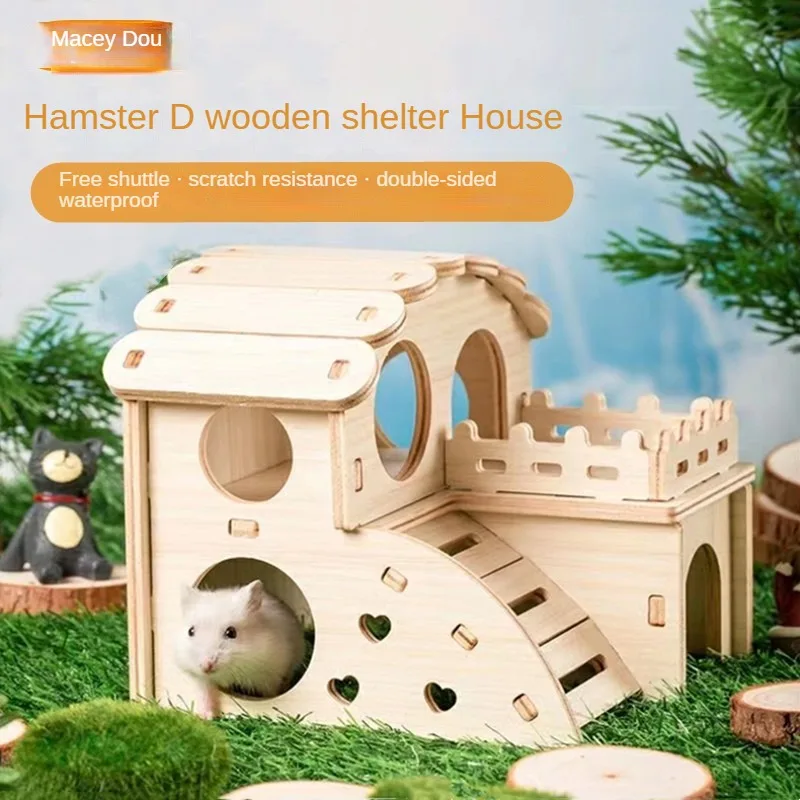 Hamster-cage-nest-solid-wood-house-hamster-sleeping-nest-golden-bear ...