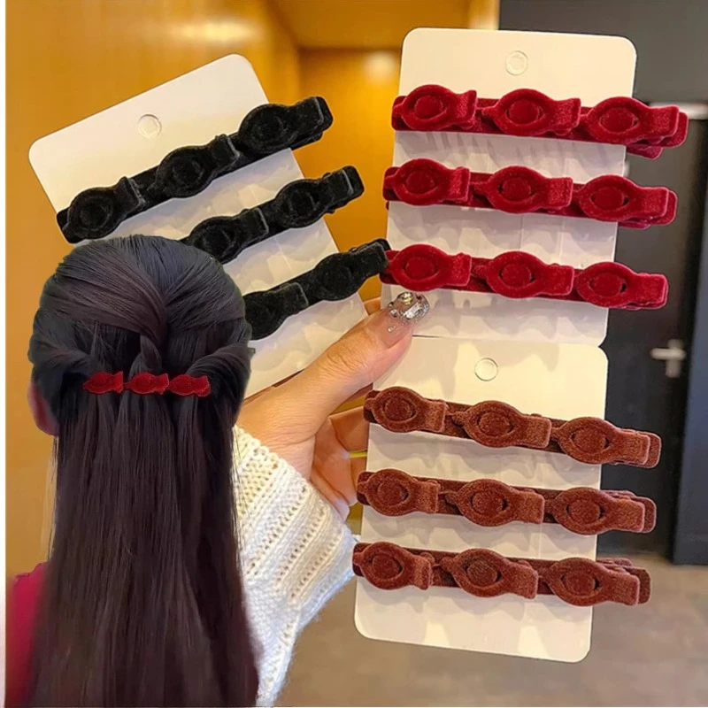 1/2Pcs Red Velvet Double Layers Bangs Hair Side Clip Women Cute ...