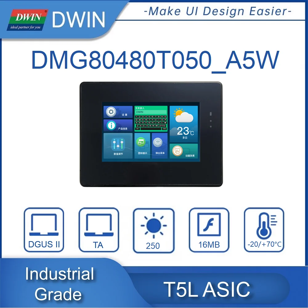 Dwin 800*480 Lcm Hmi Monitor Touch Screen Ips-tft-lcd Module With Shell Industrial Grade ...