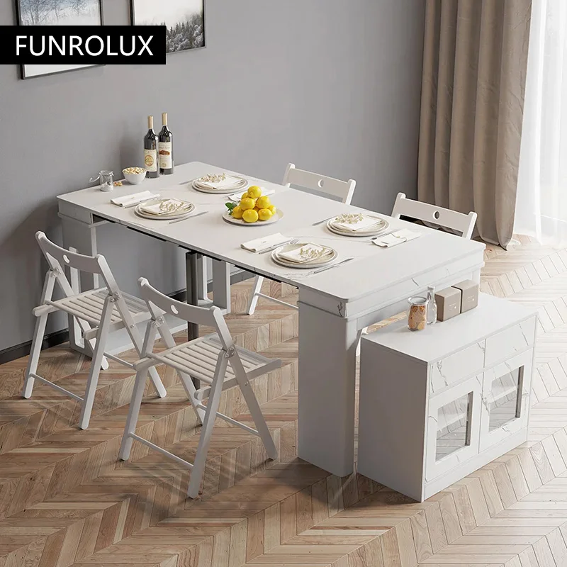 Modern Extendable Dining Table Rectangle Sideboard With Storage ...