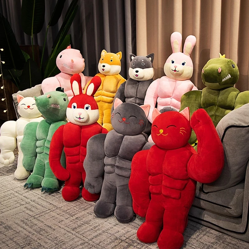 Strong-Muscle-Body-Teddy-Bear-Plush-Toys-Stuffed-Dog-Rabbit-Cat ...
