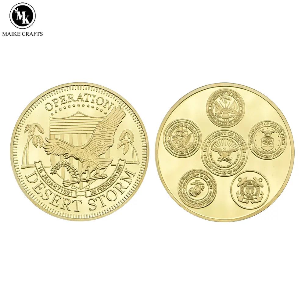 1991-Operation-Desert-Storm-Challenge-Coin-Gold-Plated-Metal-Badge ...