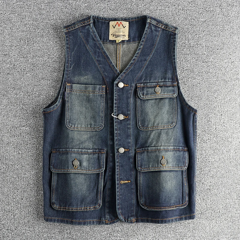 Spring-Autumn-New-Japanese-Retro-Denim-Cargo-Vest-Men-s-Simple-Pure ...