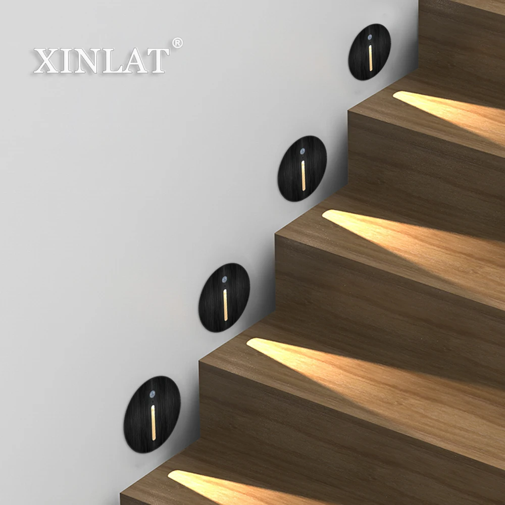 Stair-Light-Motion-Sensor-Recessed-LED-Wall-Lamp-Round-Embedded ...