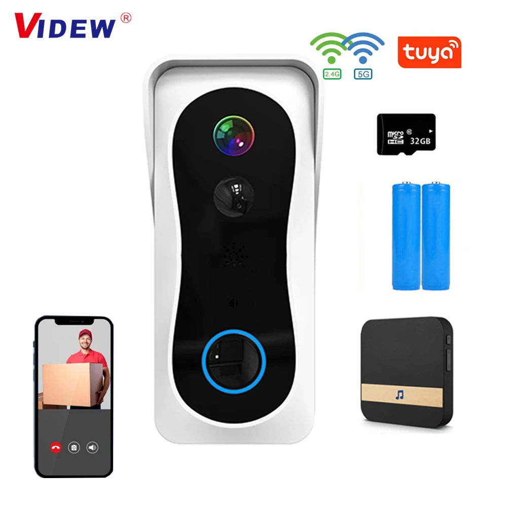 Video Doorbell 5g 2.4g Wifi Dual Band Wireless Home Door Bell Tuya ...