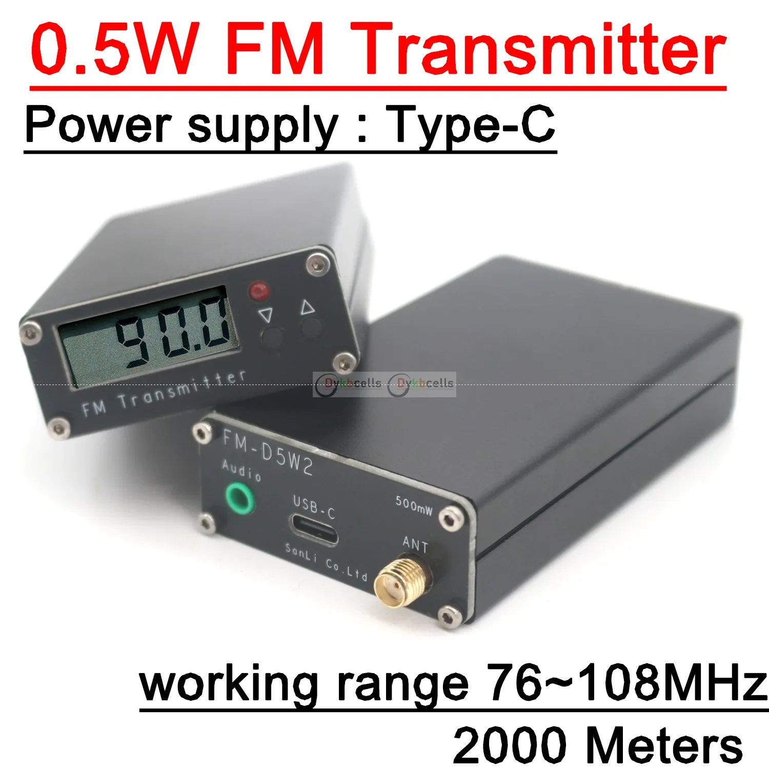 2KM-0-5W-FM-Transmitter-76M-108Mhz-Digital-Display-Stereo-FM-Transmit ...