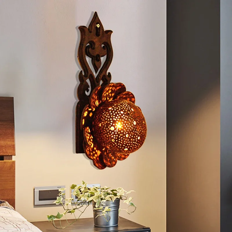Coconut-Shell-Wall-Lamp-Bedroom-Bedside-Lamp-Vintage-Hollow-Carving ...