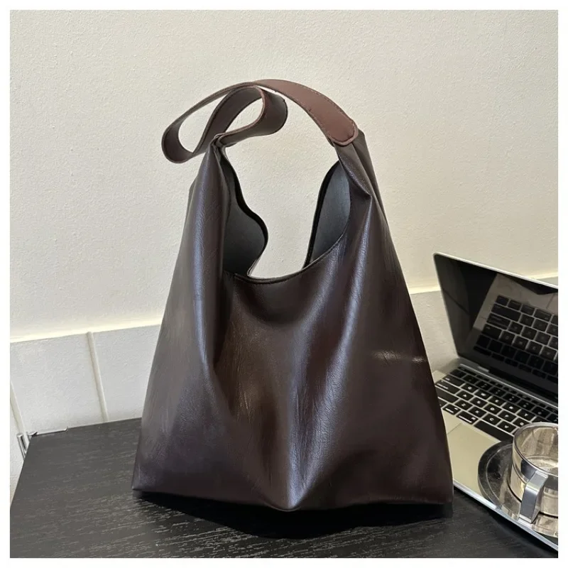 Luxury Fashion Soft Leather Handbags Women Brown Large Capacity Hand ...