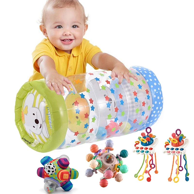 Inflatable Baby Crawling Roller Toy with Rattle and Ball PVC Early ...
