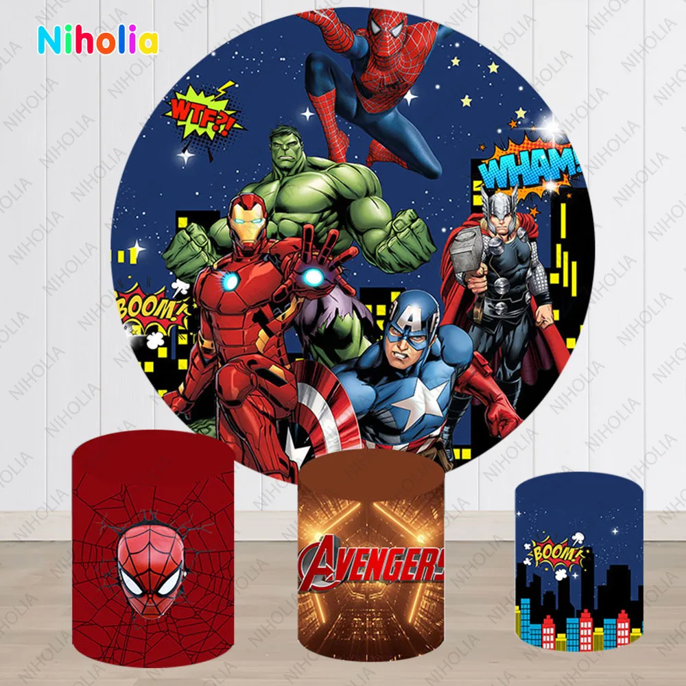 The-Avengers-Round-Background-Cover-Boys-Birthday-Party-Superhero ...