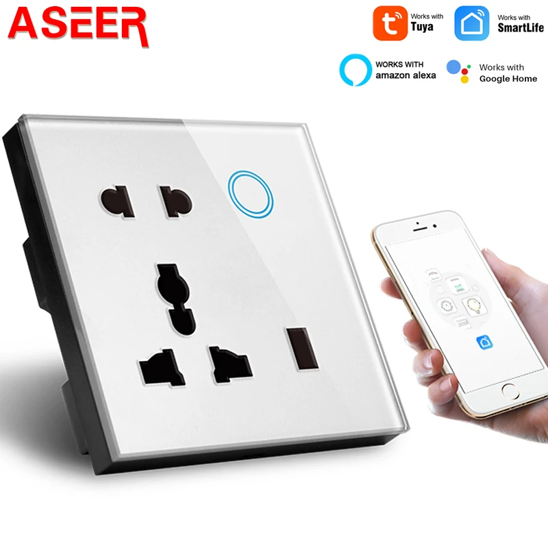 ASEER UK WIFI Socket 5 pin Universal WIFI wall socket with USB Port 13A ...