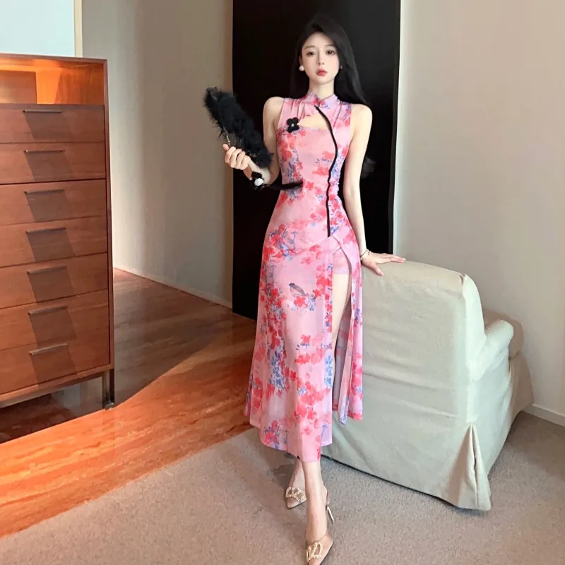 Women-Elegant-Party-Pink-Evening-Dress-Chinese-Style-Cheongsams-French ...