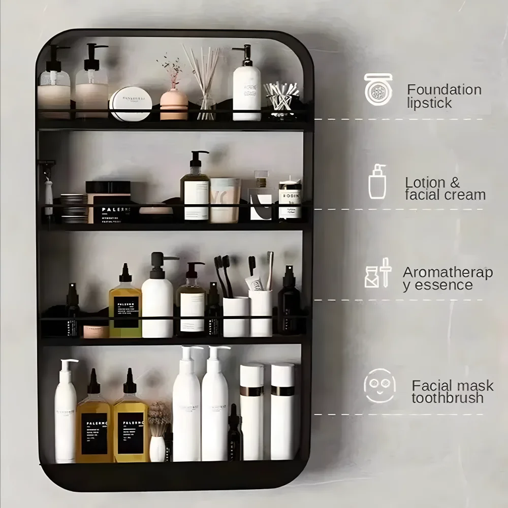 Bathroom-Cosmetic-Shelf-Wall-Mounted-Storage-Rack-Punch-Free-Bathroom ...