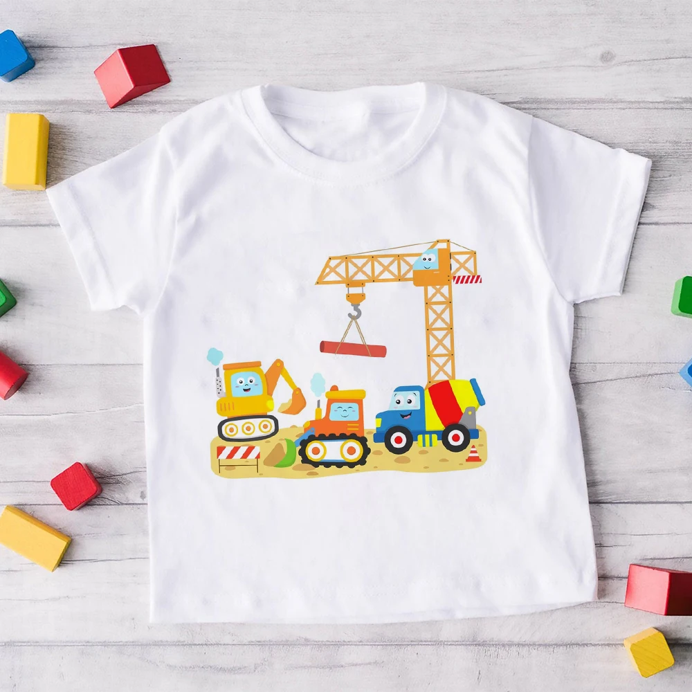 Kid-Tshirt-Construction-Machines-Print-Toddler-T-shirt-Baby-Boys ...