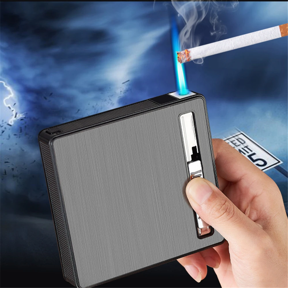 Portable Cigarette Case With Gas Lighter Automatic Pop Up Cigarette ...