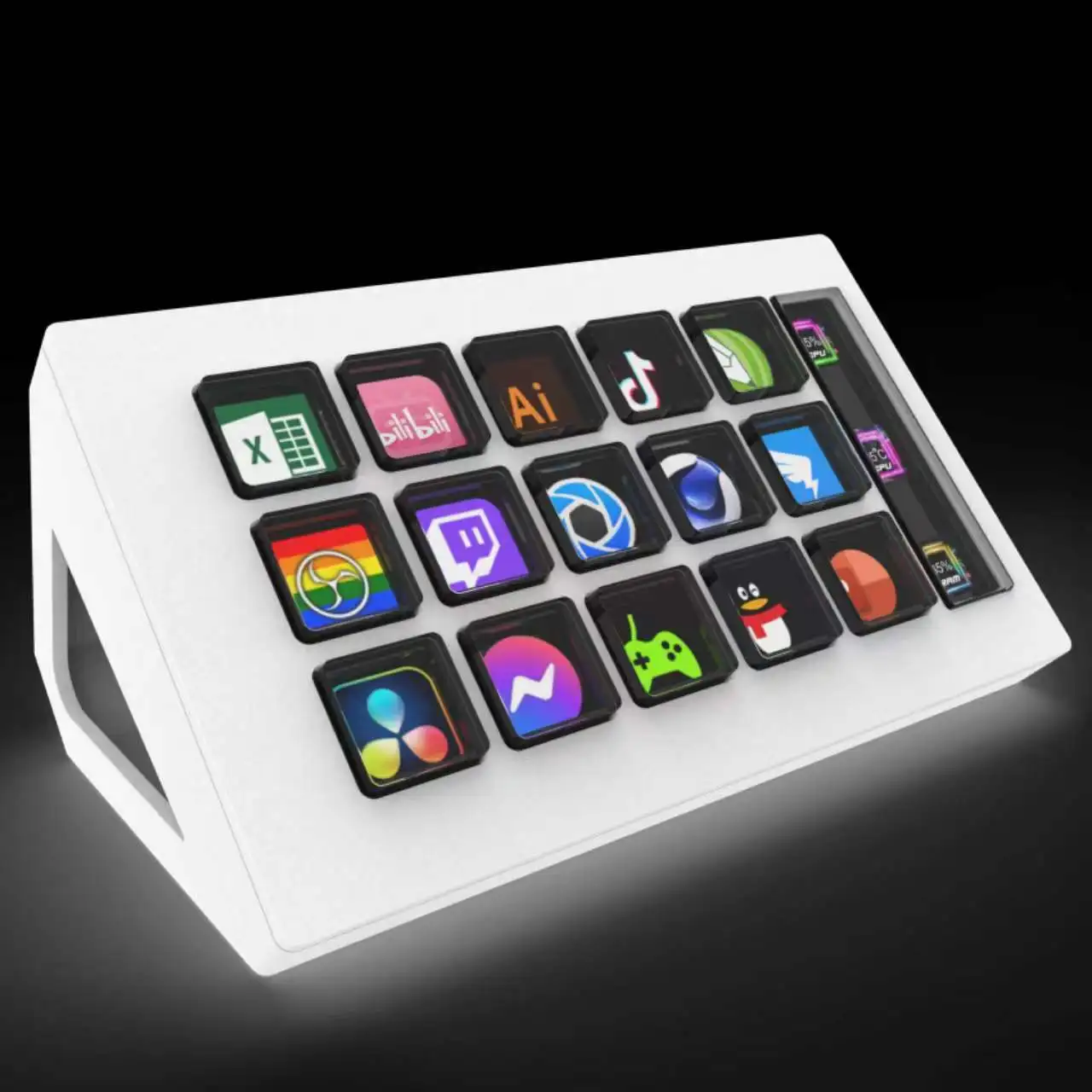 Visual-Keyboard-LCD-Keys-Programmable-Shortcut-Keyboard-White-15-Custom-Macro-Keys-Stream-Deck ...
