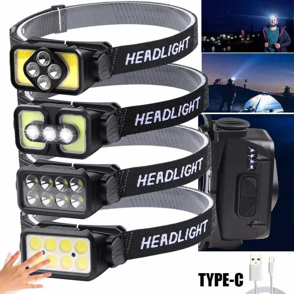 2023-LED-Induction-Headlamp-USB-Rechargable-Headlight-Flashlight-18650 ...