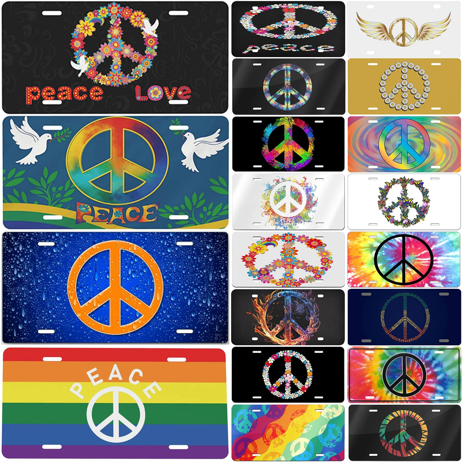 Peace-License-Plates-Metal-Tin-Signs-for-Wall-Art-Decoration-Vintage ...