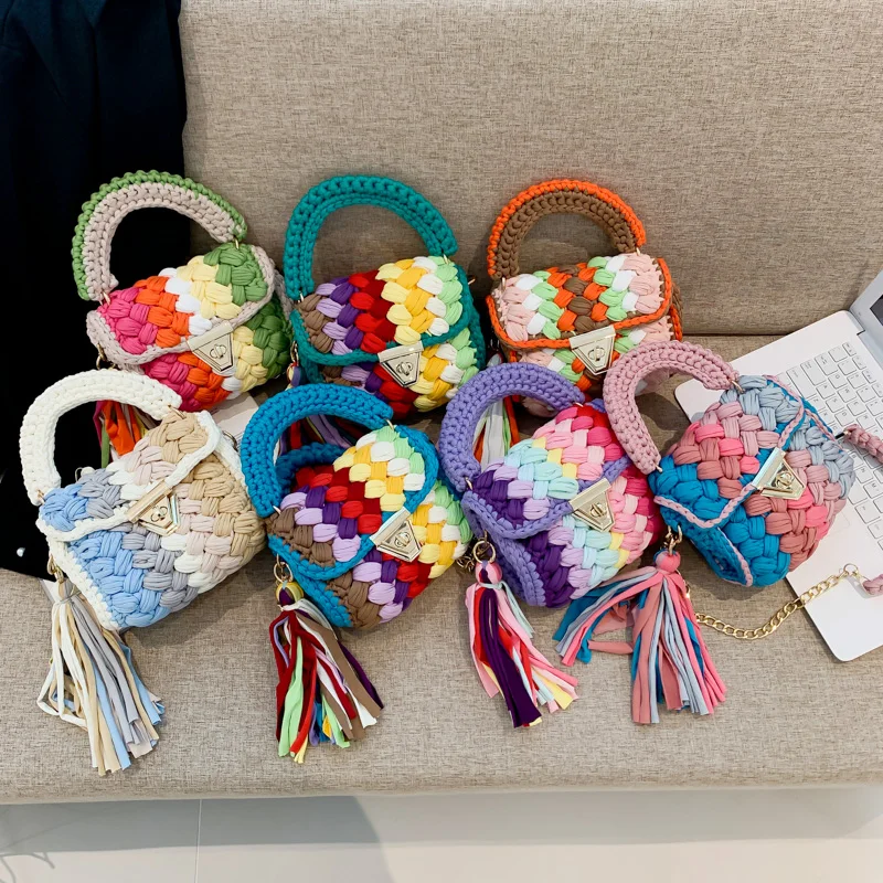 Ladies-Casual-Bag-Hand-woven-Shopping-Bag-Fashion-Soft-Shoulder-Diy ...