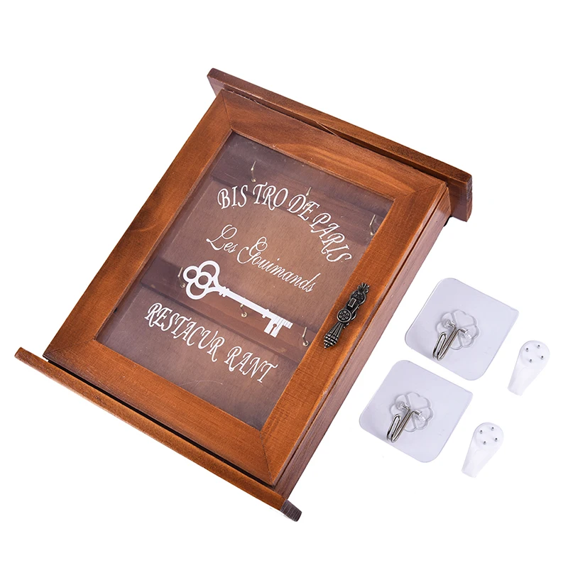 European-Style-Wooden-Key-Holder-Box-Wall-Mounted-Key-Box-With-6-Hooks ...