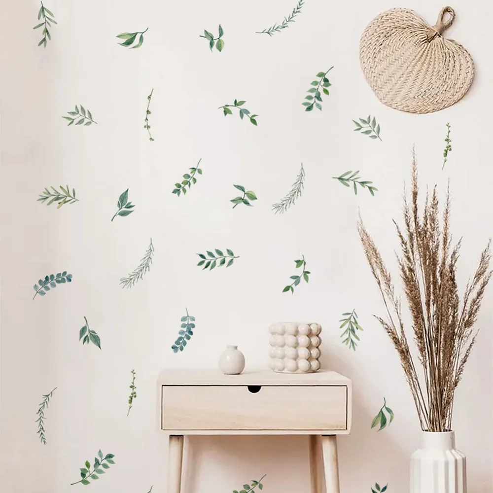 Waterproof-Tropical-Leaves-Flowers-Wall-Stickers-4-Sheets-20x30cm-Home ...