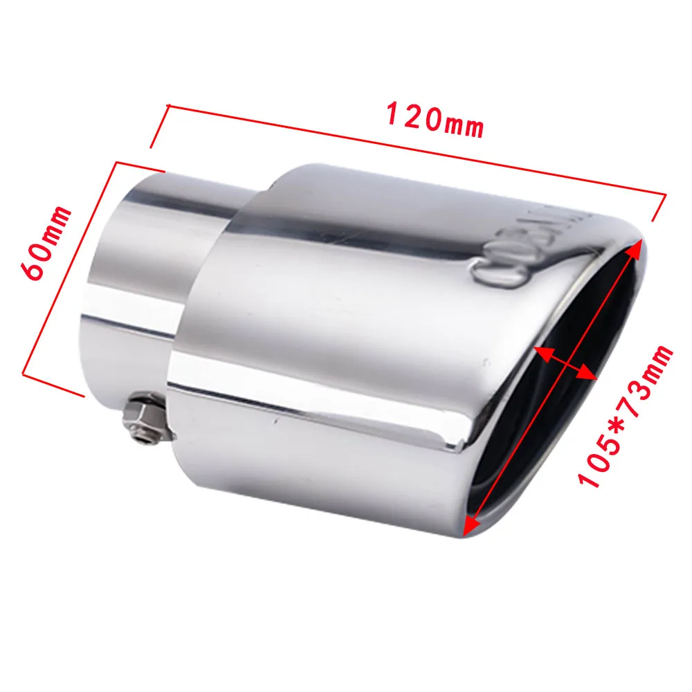 Universal Stainless Steel Car Exhaust End Tip Interface 60mm Slant ...