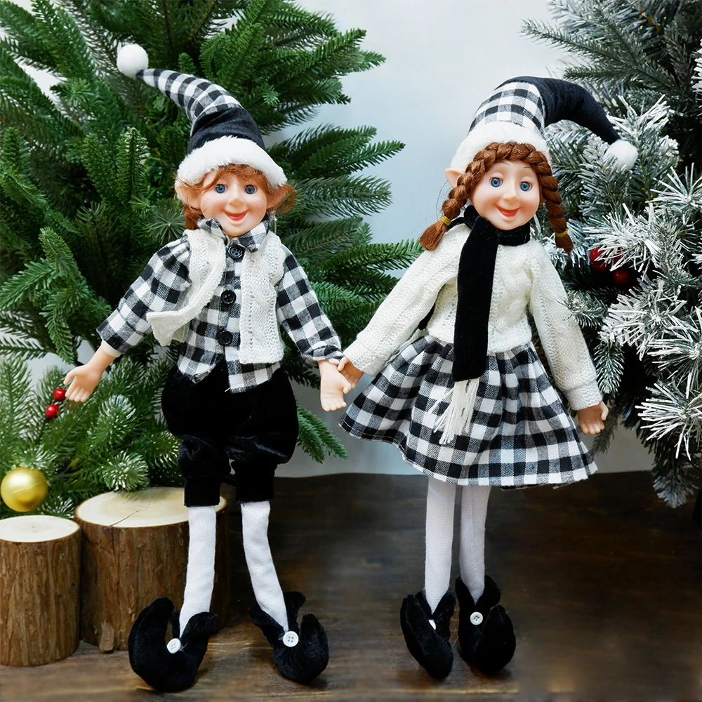 2-Pcs-Christmas-Elf-Couple-Doll-Decoration-Home-Christmas-Tree-Decor ...