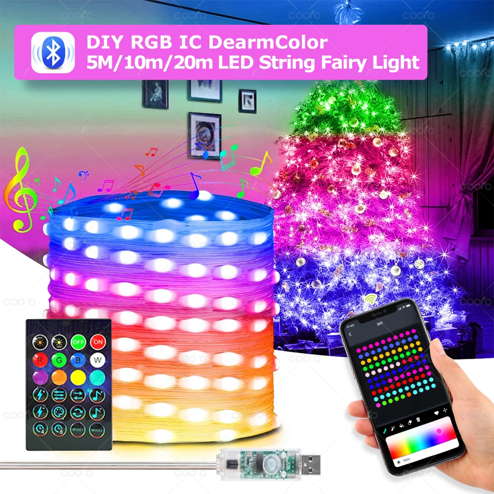 20M-USB-5V-LED-String-Light-Bluetooth-Music-APP-WS2812-RGBIC ...