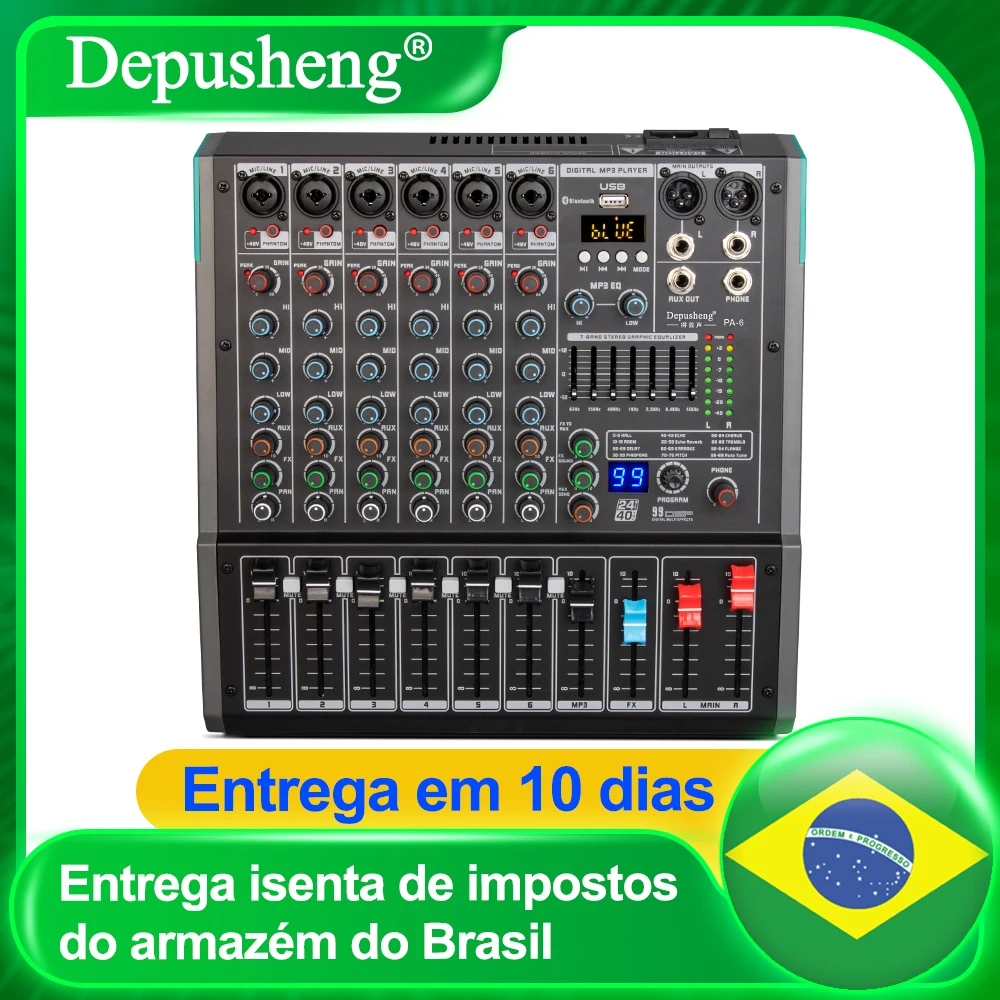 Depusheng-PA6-Console-De-Mistura-De-udio-6-Canais-Mixer-De-Som ...