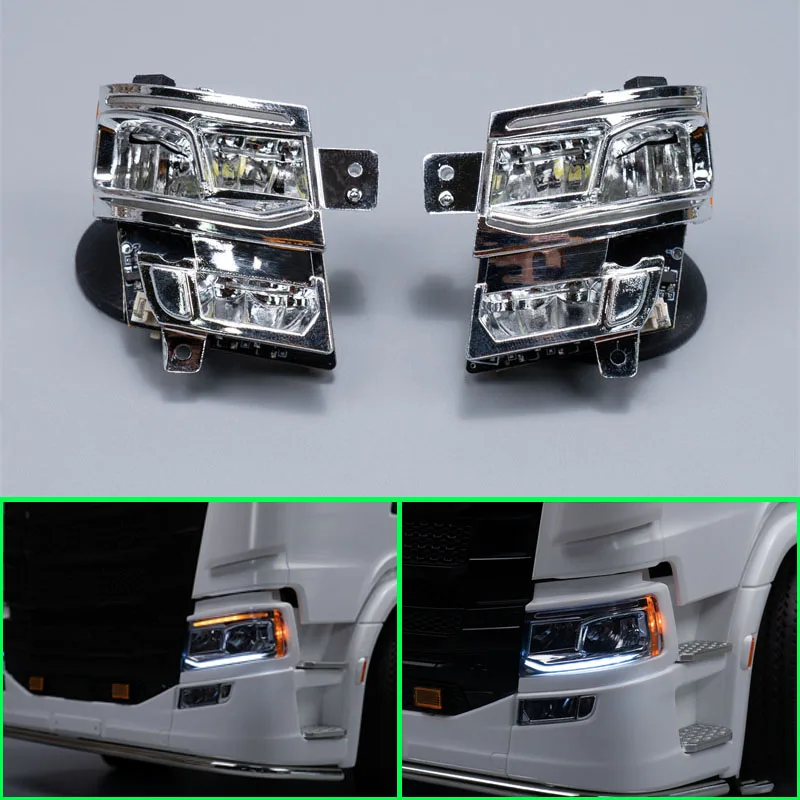 1 Set Simulation Headlight Lighting System LED Lamp for 1/14 Tamiya RC Truck Car Scania 770S 6X4 ...