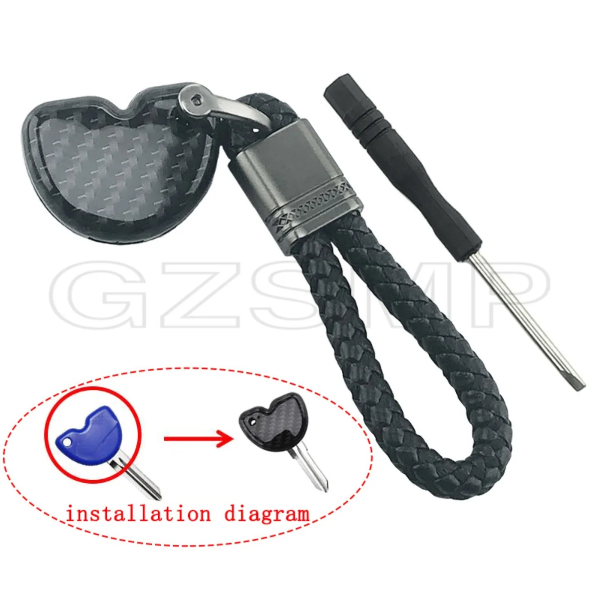 Moto-Carbon-Fiber-Keychain-Key-Ring-Uncut-Blank-Blade-Key-For-Vespa ...