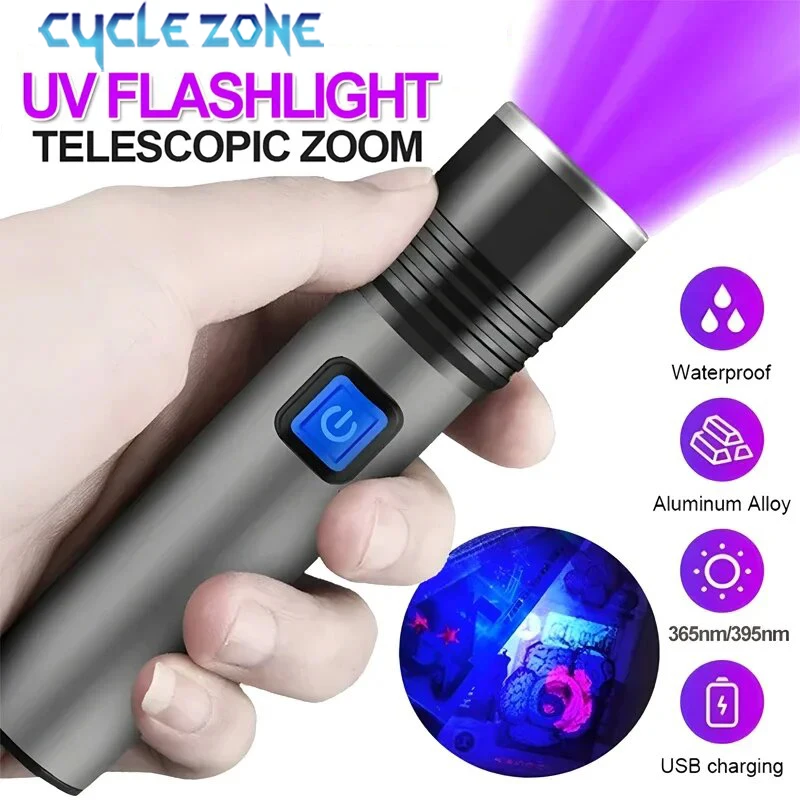 USB-recarreg-vel-Zoomable-Blacklight-Luz-UV-Lanterna-ultravioleta-para ...