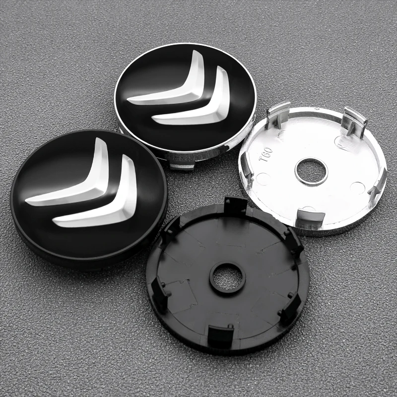 4pcs 56+60mm Car Wheel Center Hub Caps Stickers Auto Emblem Rim Cover ...
