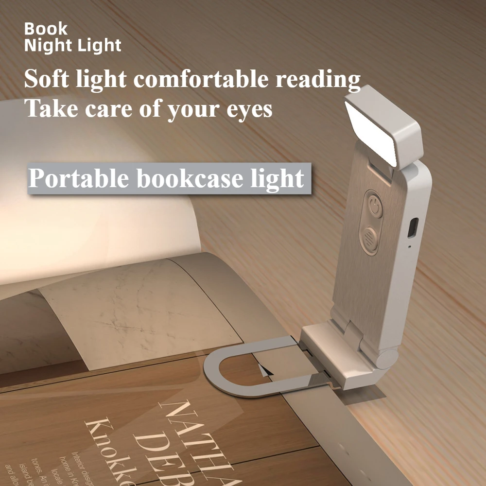 USB clip reading light folding bookmark light led portable charging ...