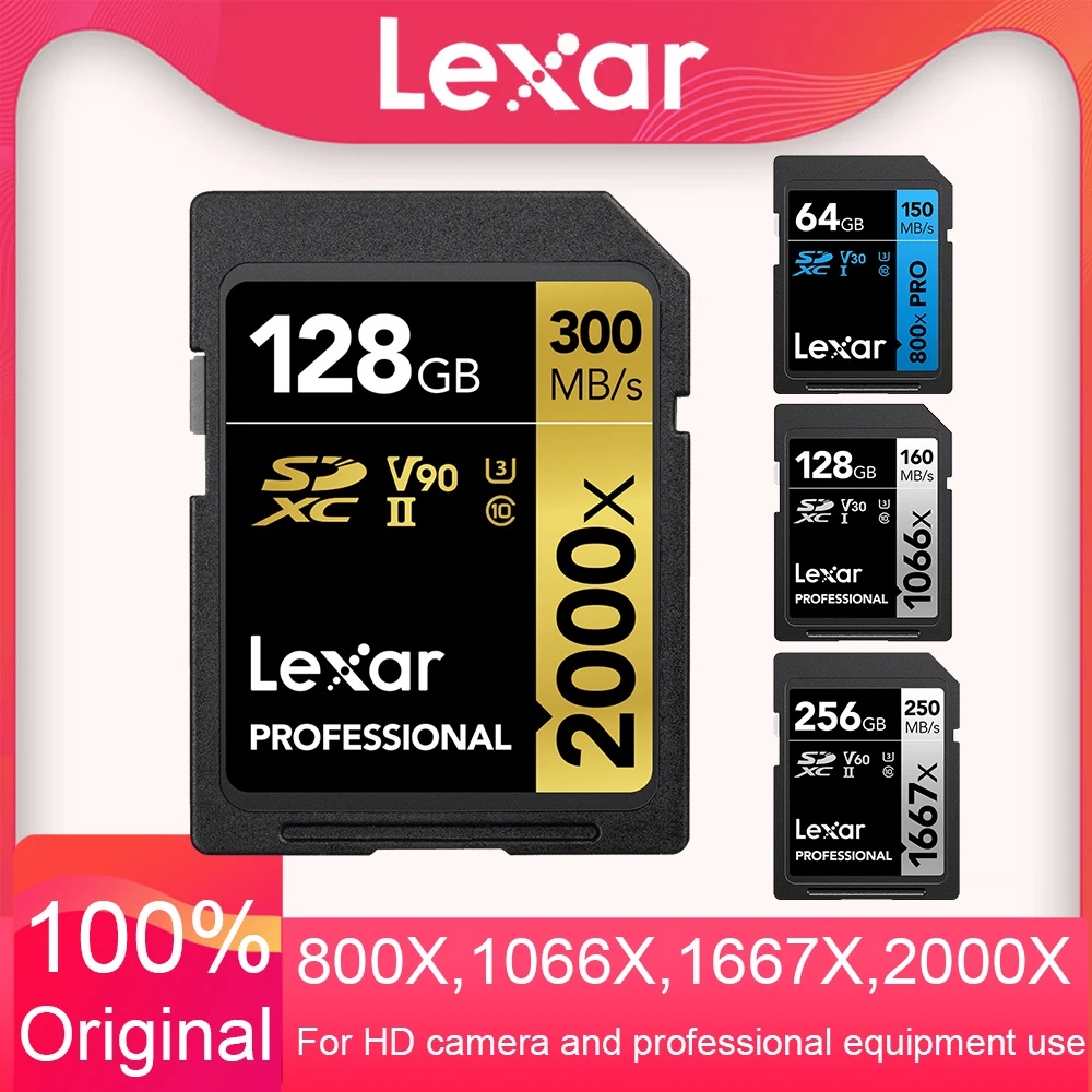 Lexar-SD-Card-800X-32GB-64GB-V10-1667X-V60-U3-C10-2000X-V90-SDXC-Flash ...