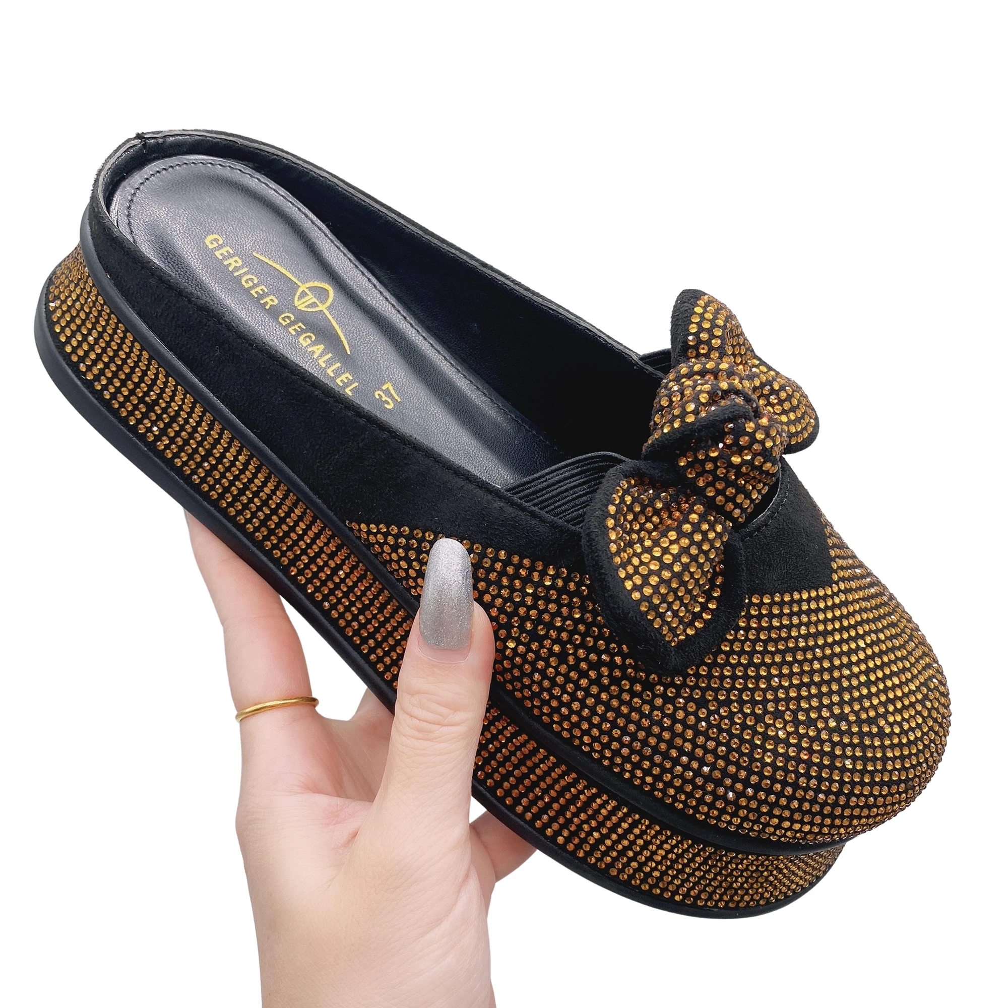 Half Closed Women Shoes Platform Wedge Shoe Outdoor Cute Bowknot Round ...